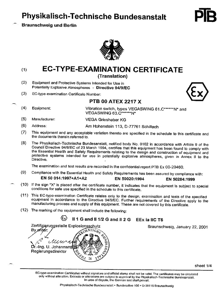 PTB 00atex 2217 X | PDF