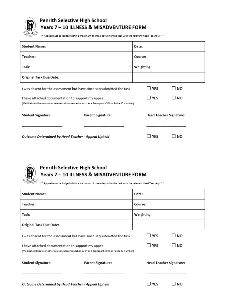 7-10 Illness and Misadventure Form (2) | PDF