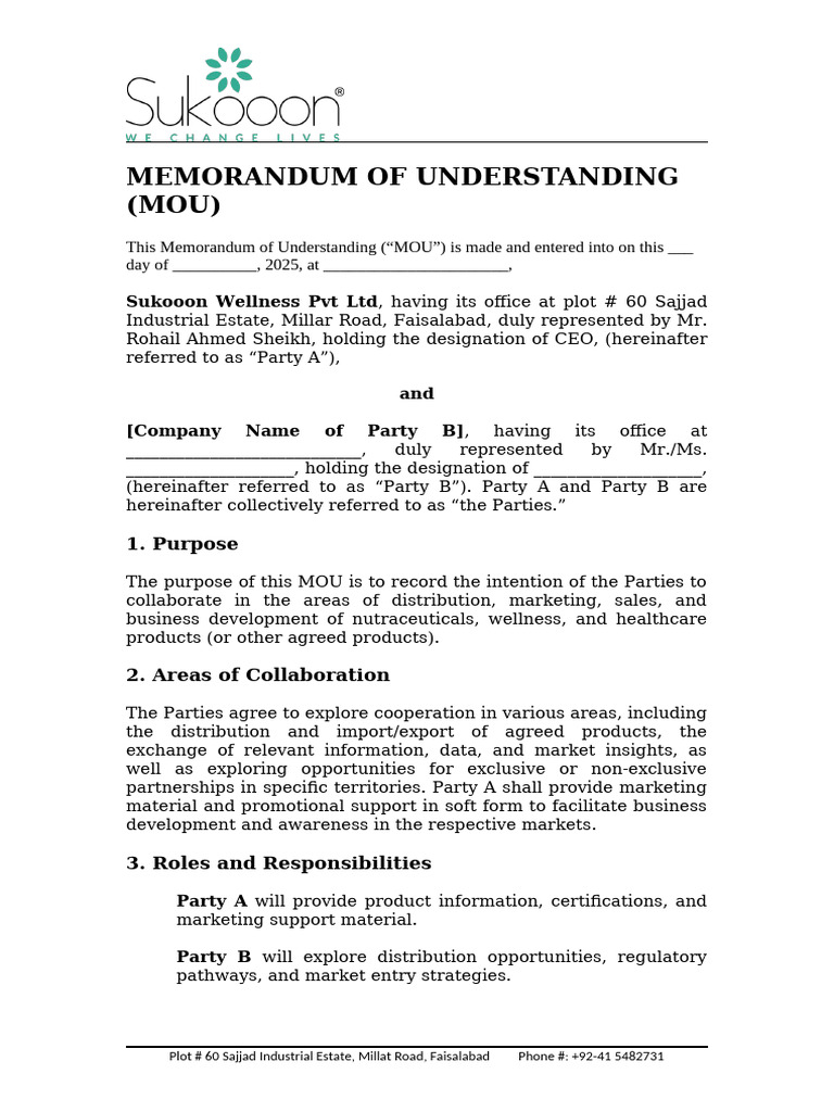 Memorandum of Understanding | PDF