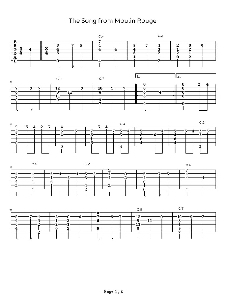 Solo Guitar - The Song From Moulin Rouge | PDF | Chess Openings | Chess