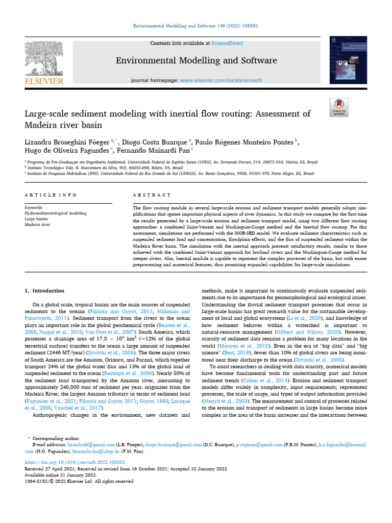 Foeger22. Large-Scale Sediment Modeling With Inertial Flow Routing ...