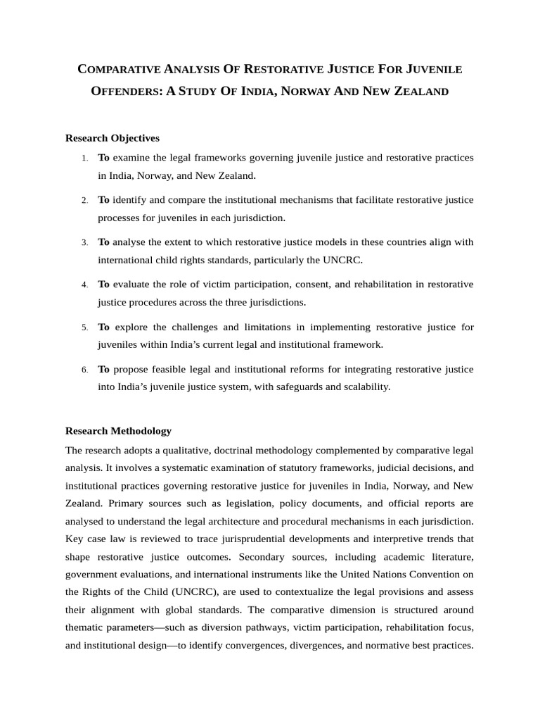 Restorative Justice for Juveniles: A Comparative Study | PDF ...