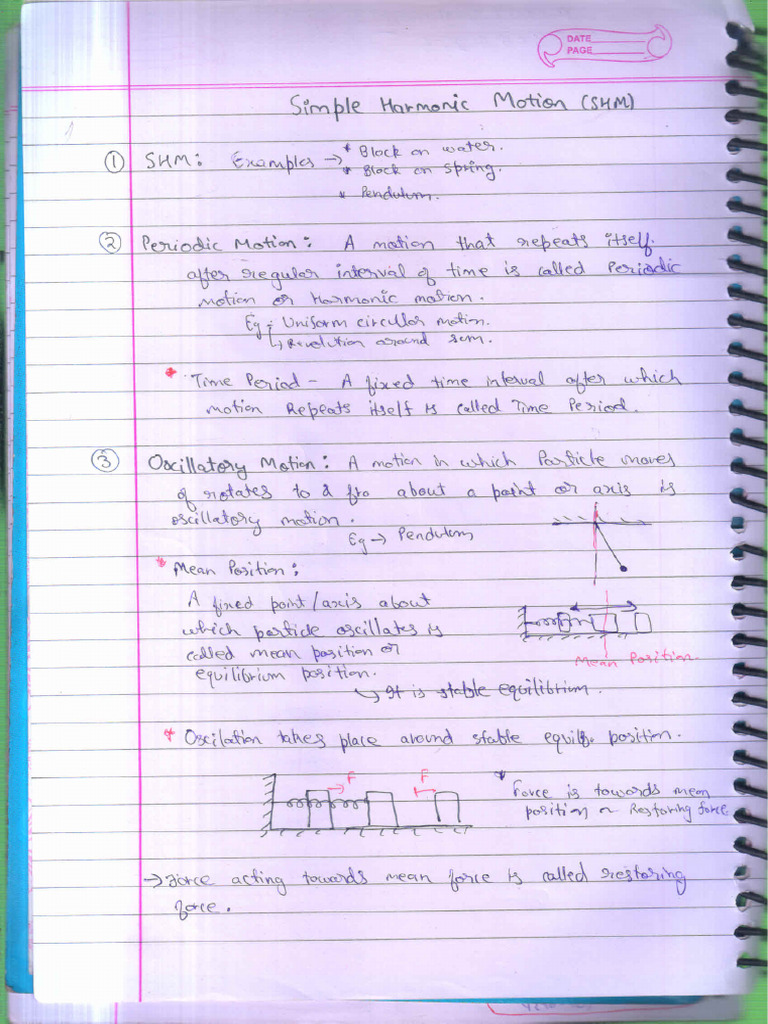 Simple Harmonic Motion (SHM) | PDF | Oscillation | Mechanical Engineering