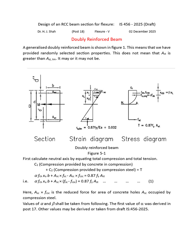 RCC Beam Design for Flexure IS 456-2025 | PDF | Bending | Beam (Structure)