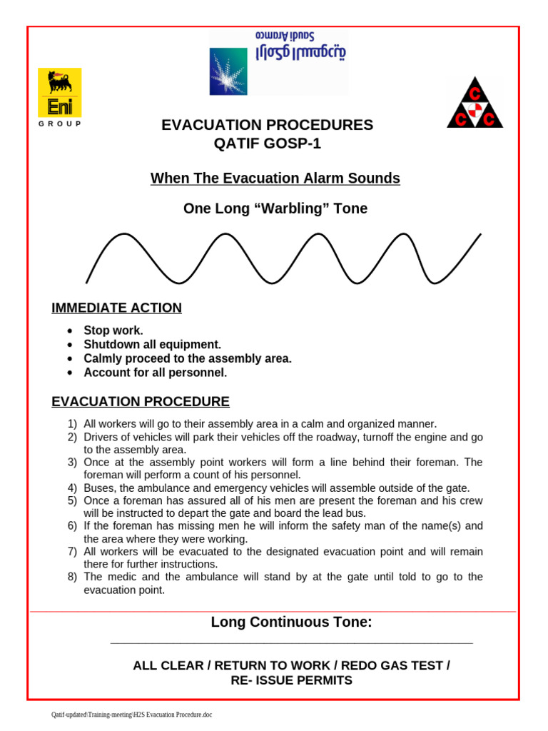 h2s Evacuation Procedures - 02 | PDF