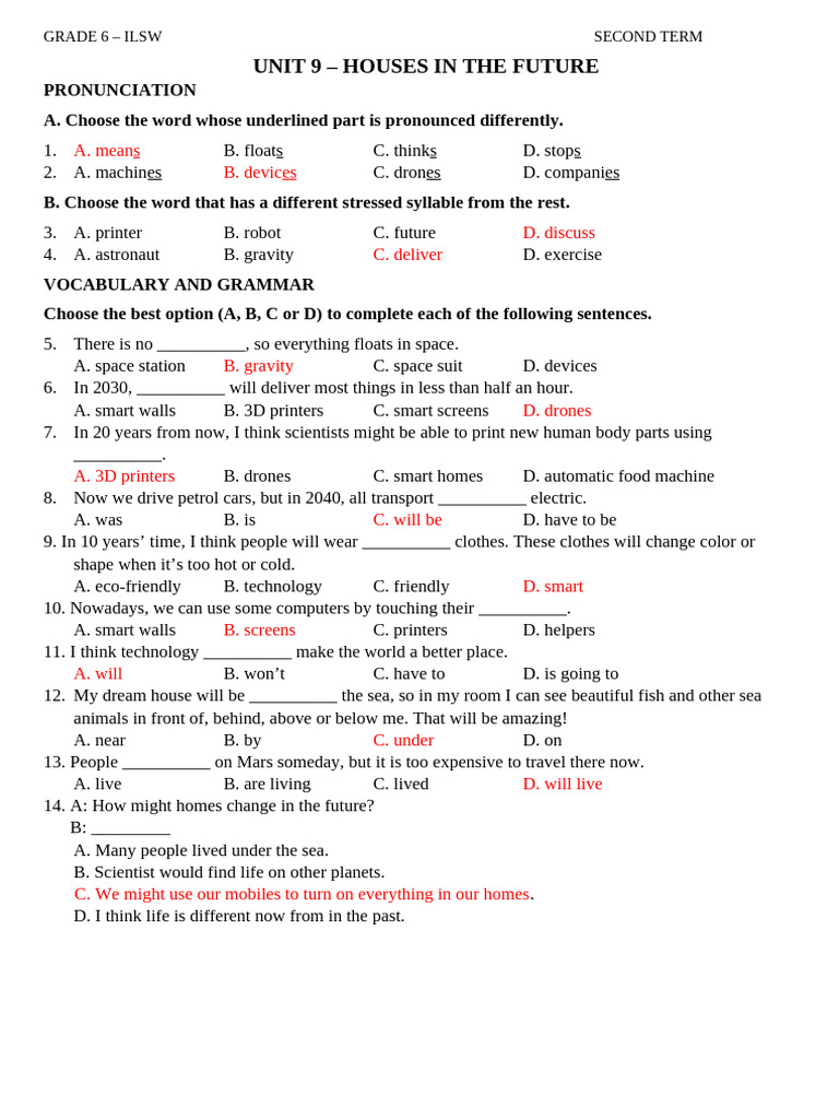 UNIT 9 - KEY | PDF | International Space Station | Robot