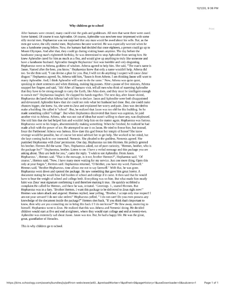 Create Your Own Greek Myth | Schoology | PDF