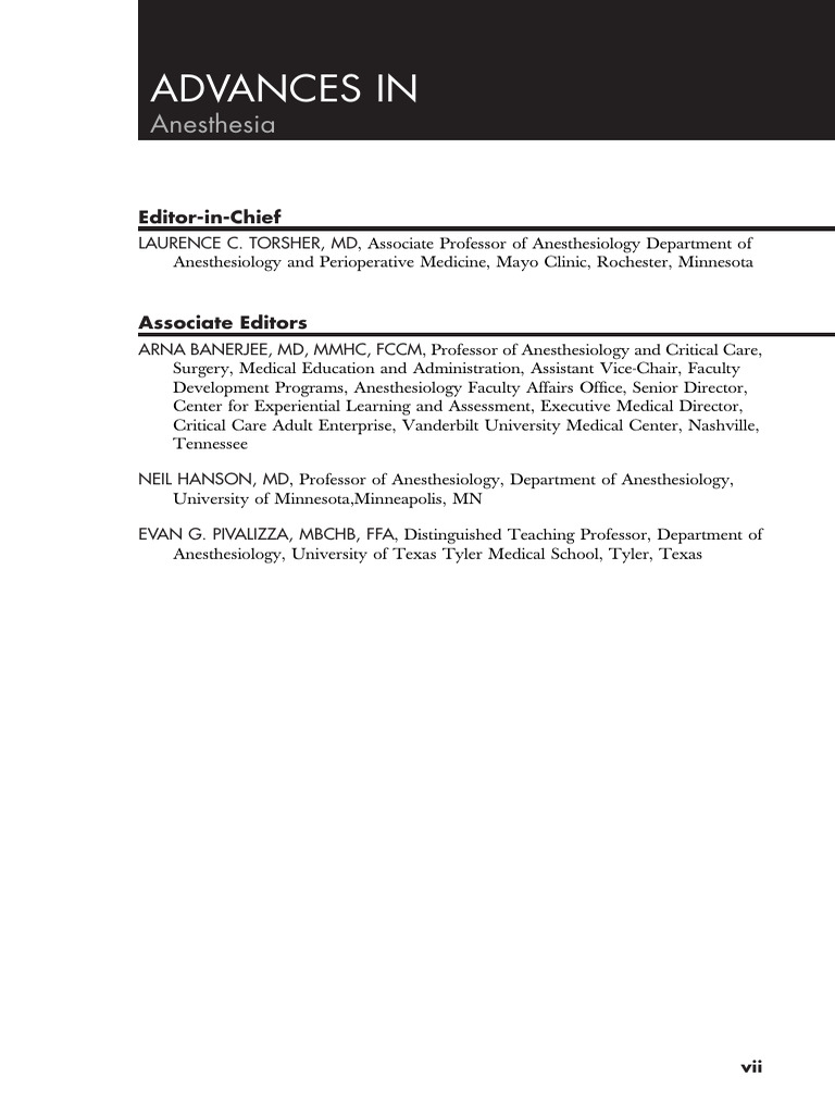 Advances in Anesthesia Leadership | PDF
