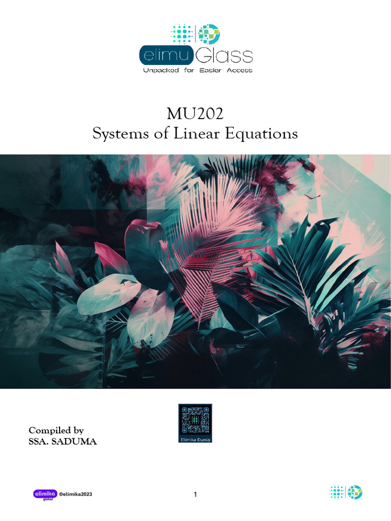 MU202_Systems_of_linear_equations_AA1 (2) | PDF | Line (Geometry ...