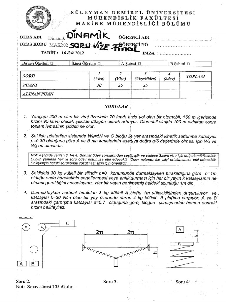 DINAMIK_vize_final_sorular | PDF