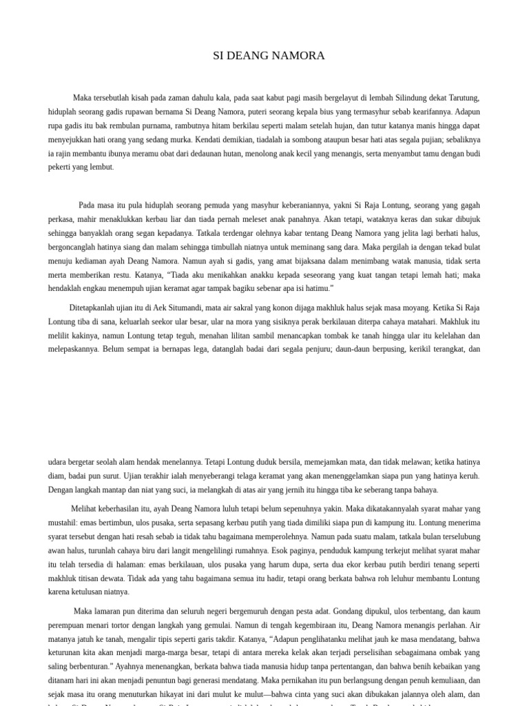 Kisah Cinta Si Deang Namora dan Lontung | PDF