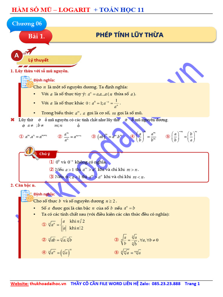 Phep Tinh Luy Thua c6-b1 (de Bai) | PDF