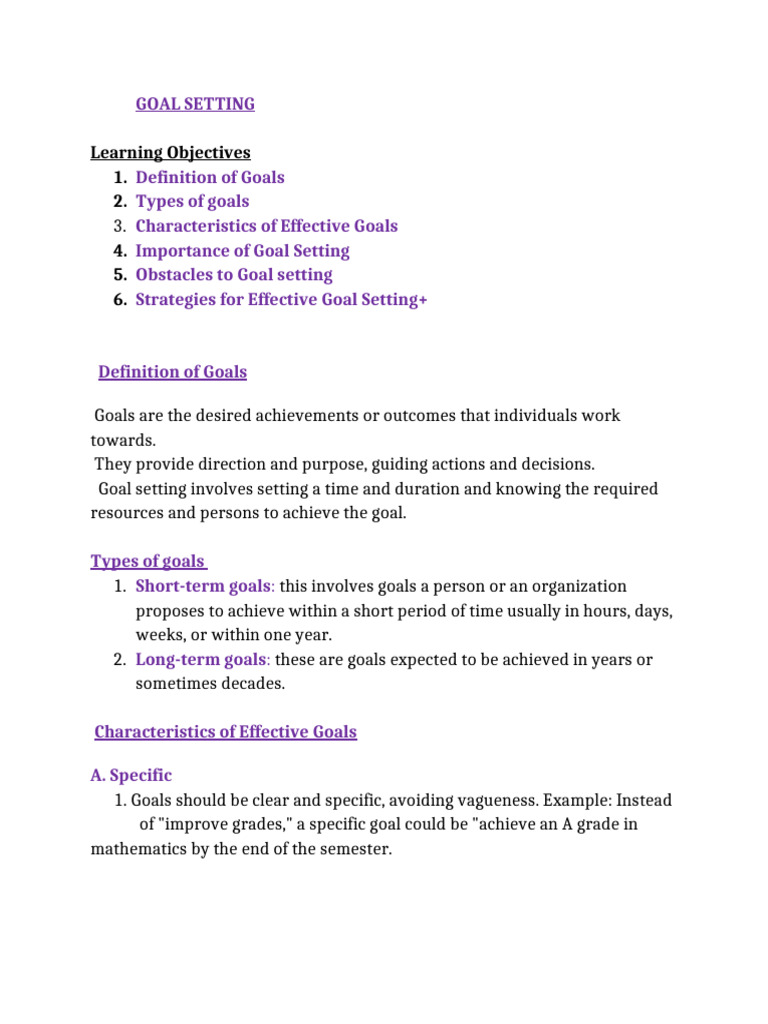 Goal Setting 1 | PDF | Goal Setting | Goal