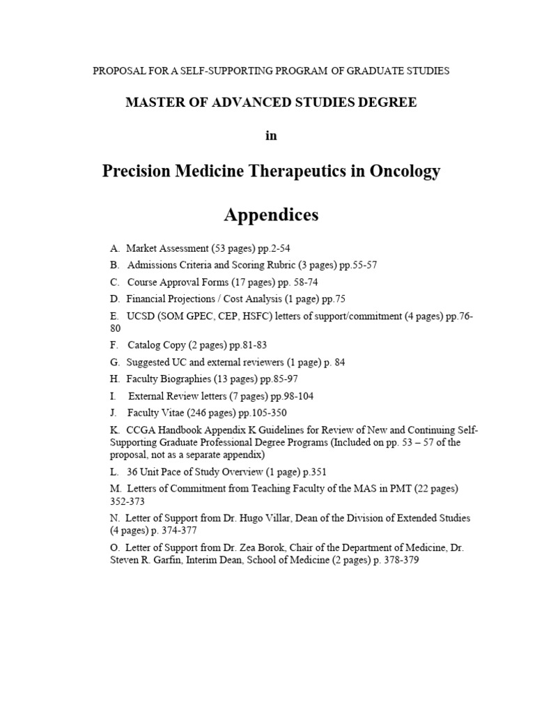 Appendices for the Mas in Pmt | PDF | Personalized Medicine | Medicine
