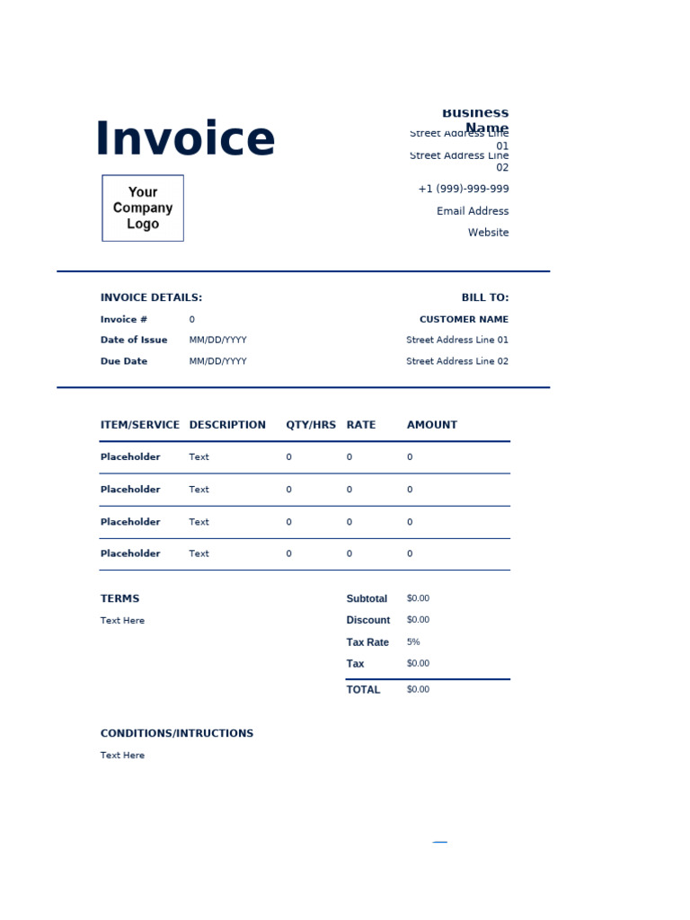 Food Excel Invoice Template for US Template 03 | PDF