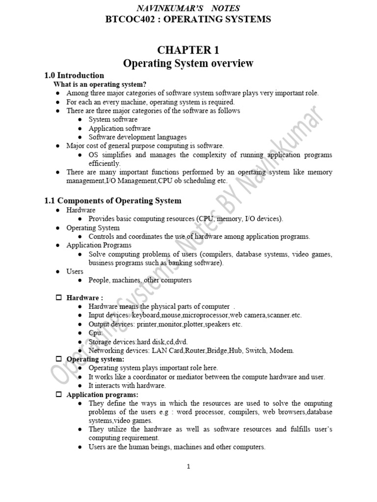 Chapter 1 Operating System Overview-1 | PDF | Computer Cluster | Operating System