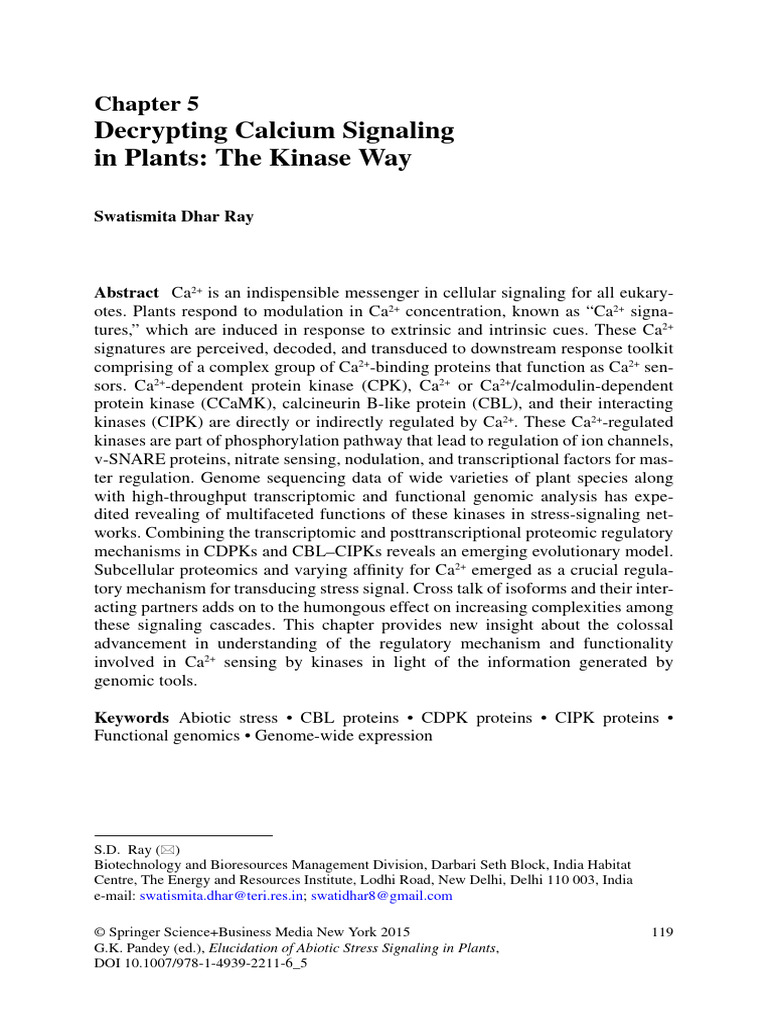 2015 Ray Et Al. Decrypting Calcium Signaling in Plants the Kinase Way ...
