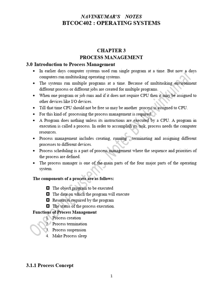 CHAPTER 3 Process Management-1 | PDF | Process (Computing) | Scheduling (Computing)