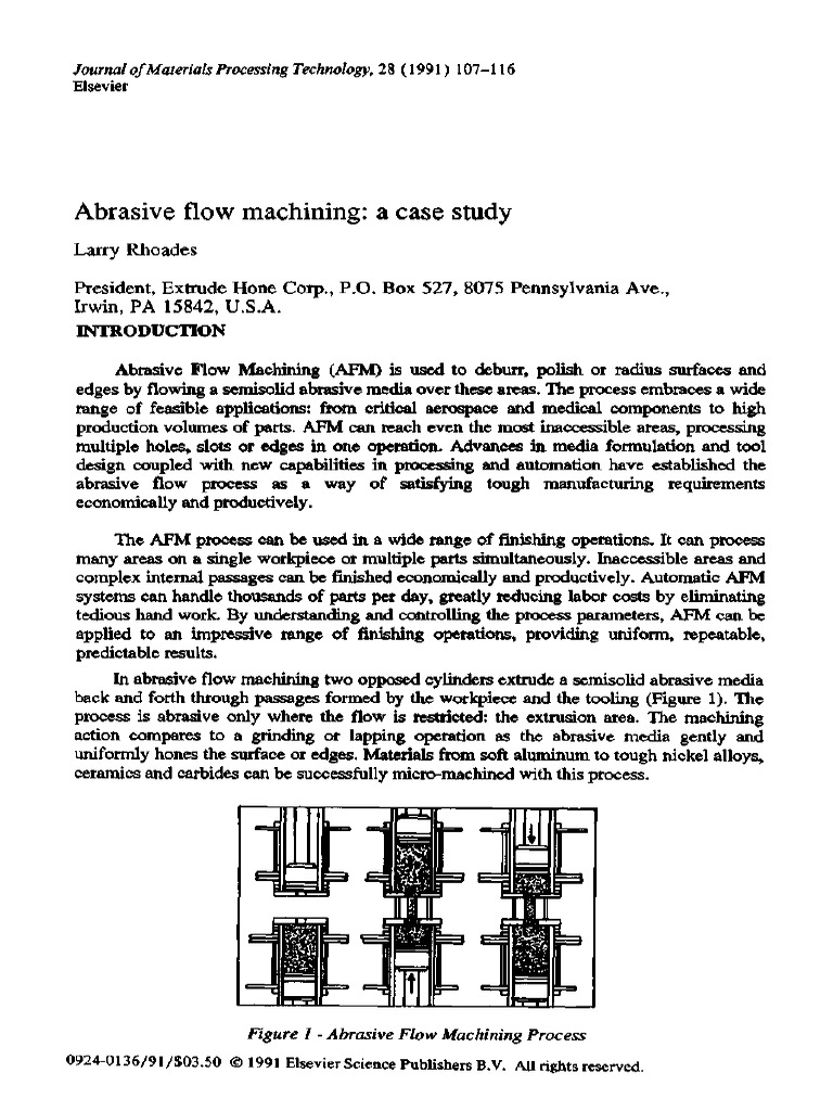 Abrasive Flow Machining a Case Study | PDF | Abrasive | Viscosity