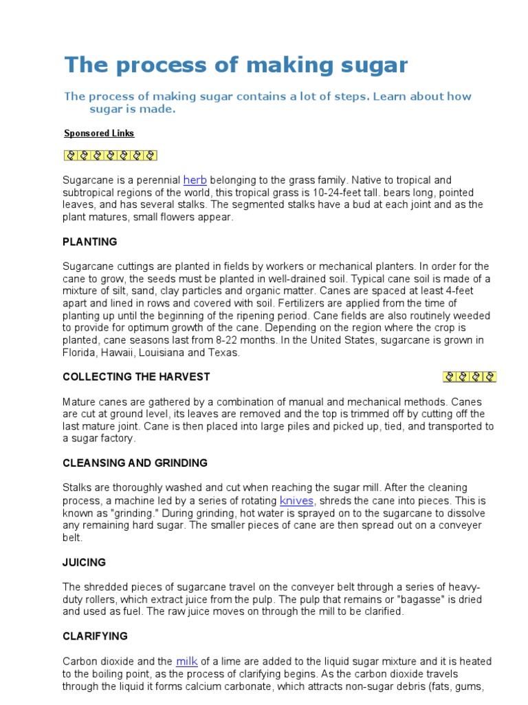 Sugar Making Process | PDF | Sugarcane | Refinery