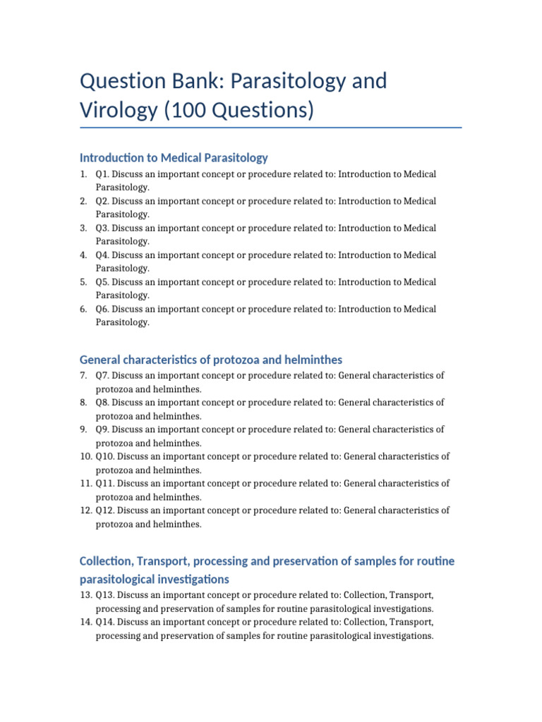 Parasitology_Virology_100_Question_Bankdocx__2025_05_08_14_42_09 | PDF ...