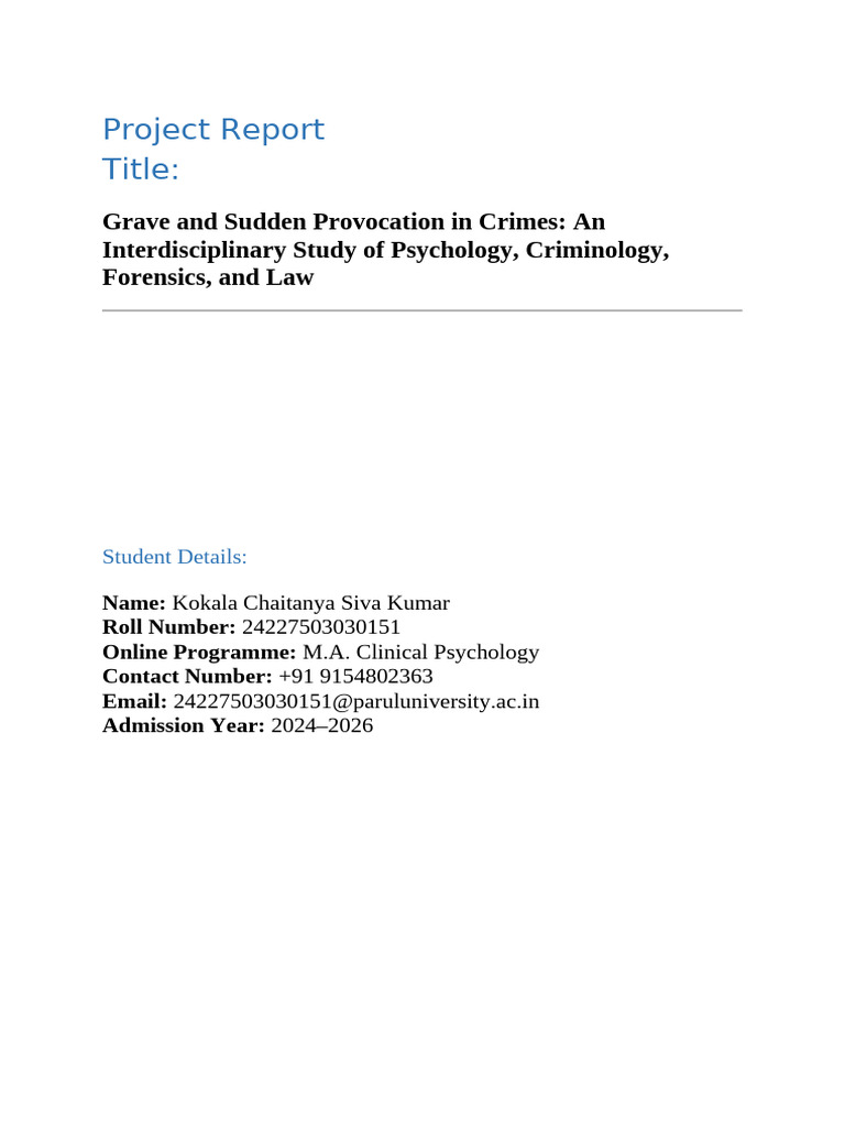 Clinical Psychology Project | PDF | Aggression | Criminology