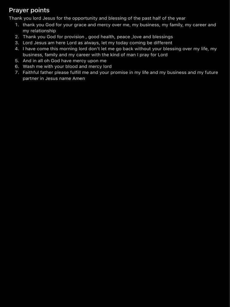 Prayer Points for Blessings and Mercy | PDF