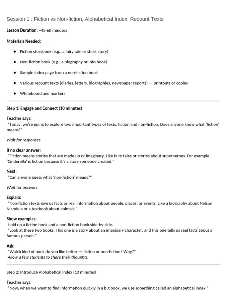 Fiction vs Non-Fiction Texts Overview | PDF | Clause | Grammar