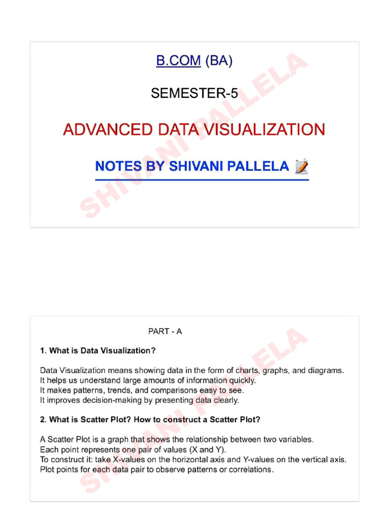 Advanced Data Visualization Notes by Shivani Pallela | PDF