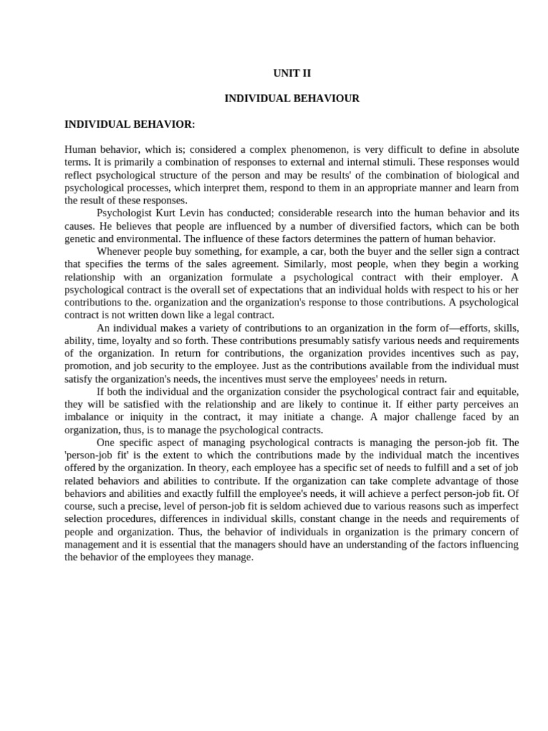 Unit II -Updated Ob Final Notes | PDF | Job Satisfaction | Attitude ...