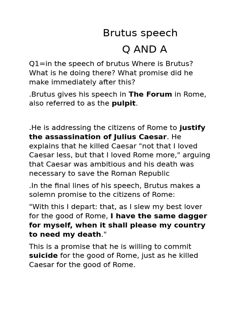Brutus and Antony's Rhetorical Speeches | PDF | Julius Caesar
