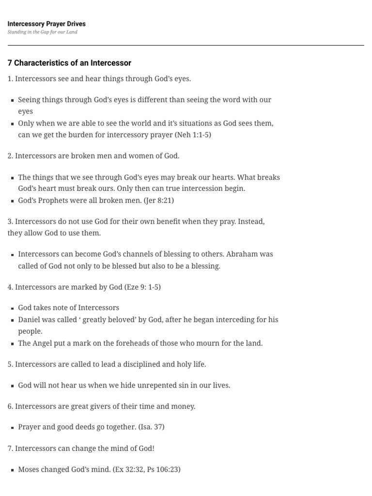 7 Characteristics of an Intercessor _ Intercessory Prayer Drives | PDF