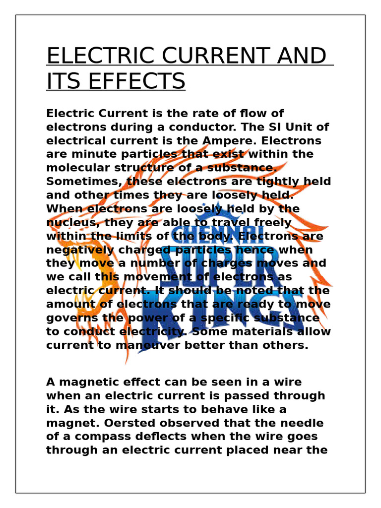 Effects of Electric Current Explained | PDF | Electric Current ...