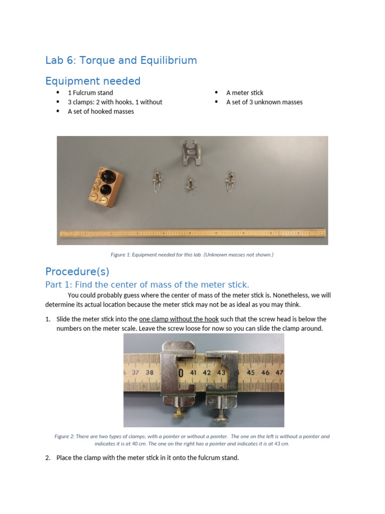 Torque and Equilibrium Lab Guide | PDF | Weighing Scale | Force