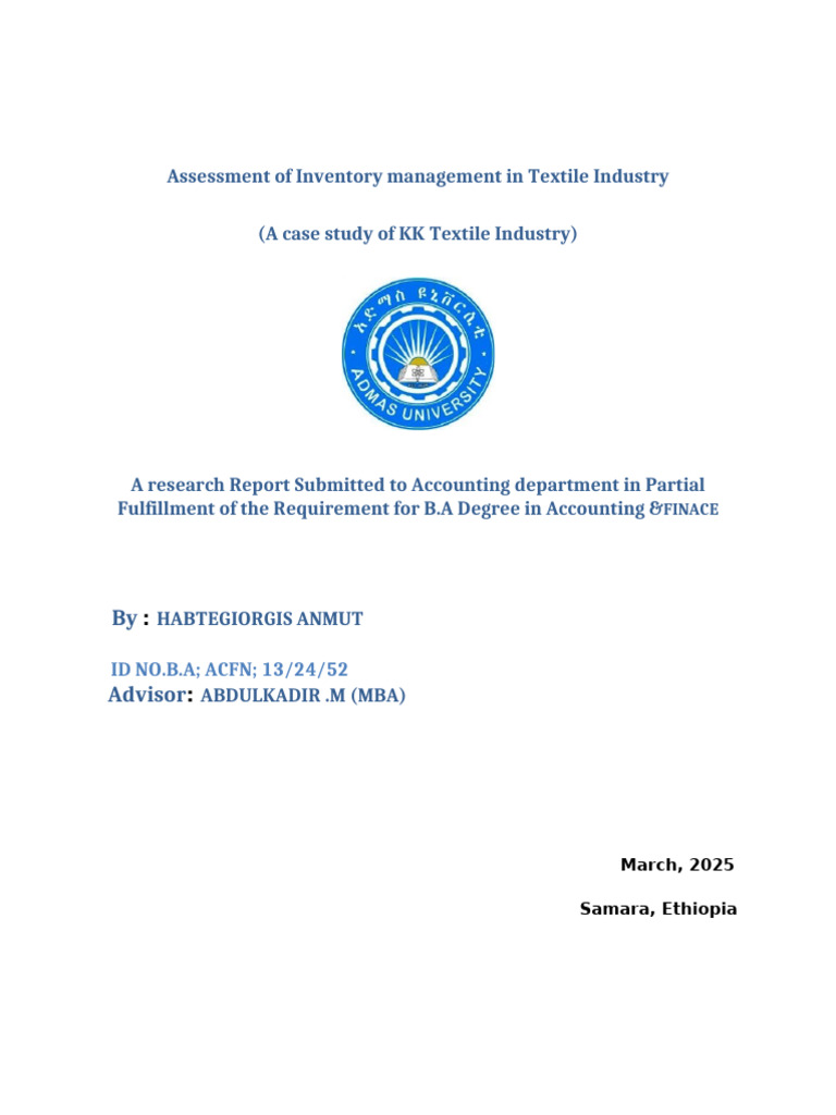 HABTEGIOREGIS ANMUT | PDF | Inventory | Data