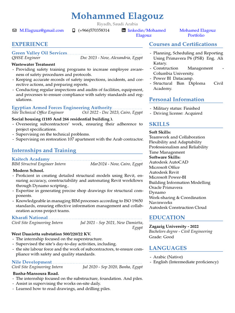Mohamed Elagouz BIM Structural Engineer Resume | PDF | Autodesk Revit ...
