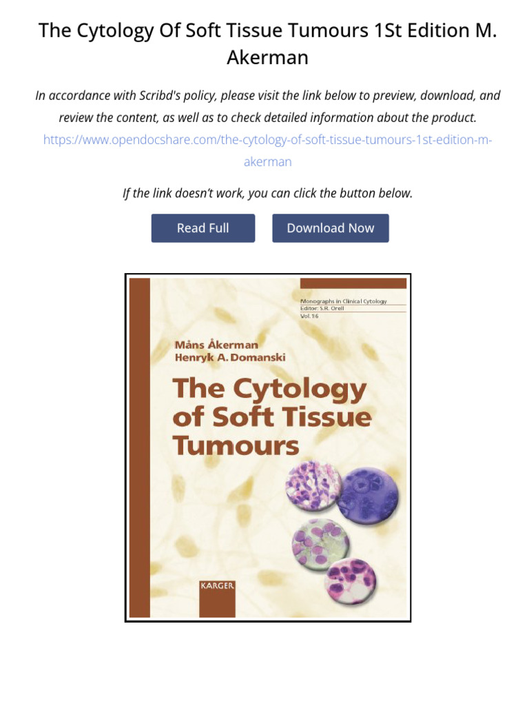 The Cytology of Soft Tissue Tumours 1st Edition M. Akerman available ...
