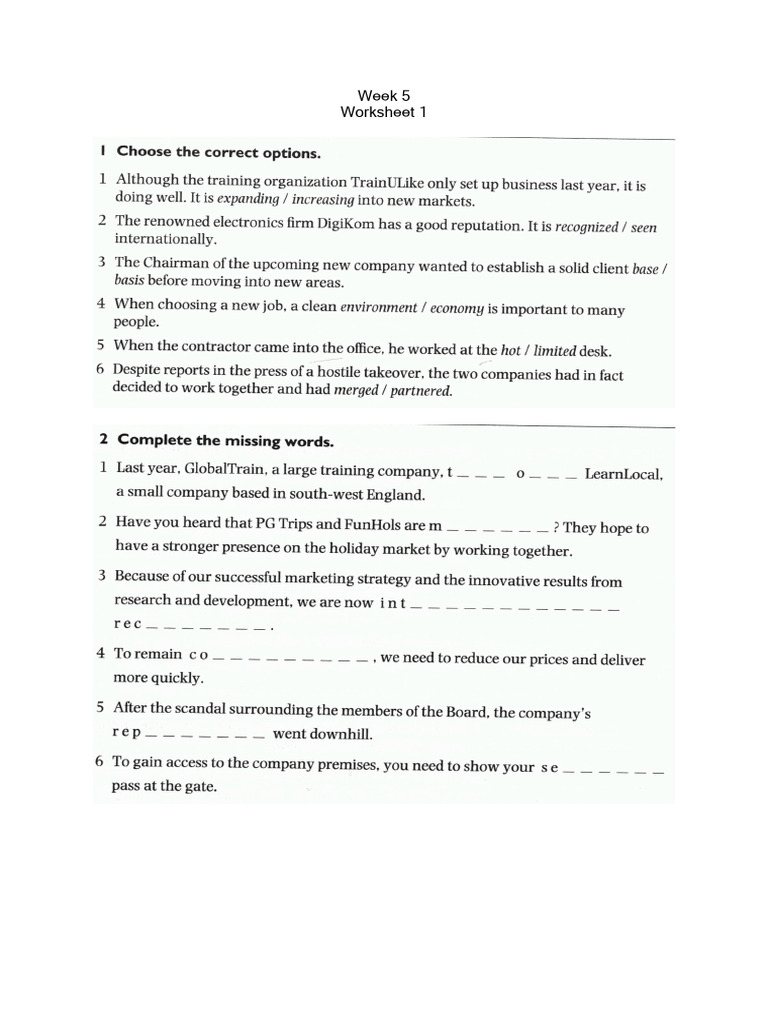 Week 5 - Worksheet 1 | PDF