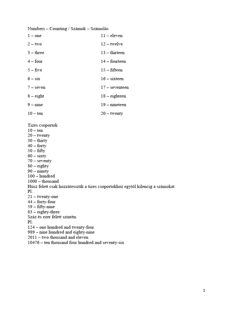 Numbers - Counting | PDF