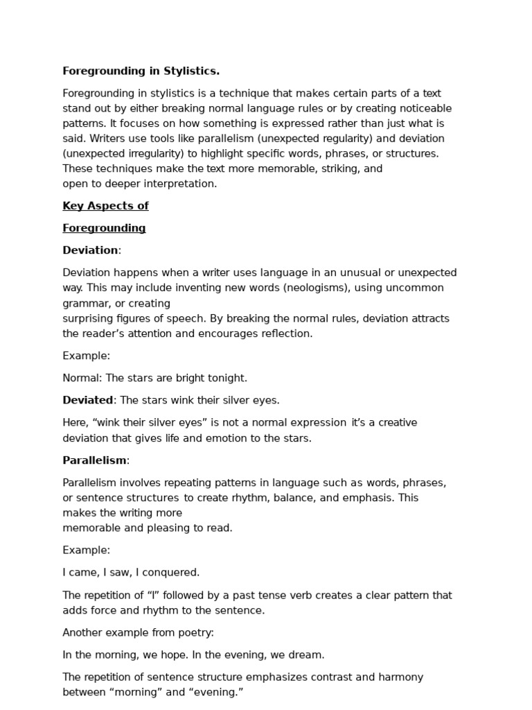 Understanding Foregrounding in Stylistics | PDF | Poetry | Semantics