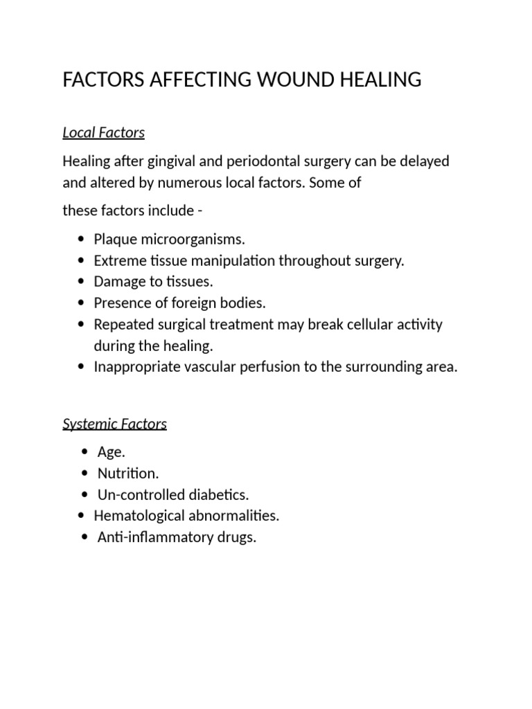 Factors Affecting Wound Healing | PDF