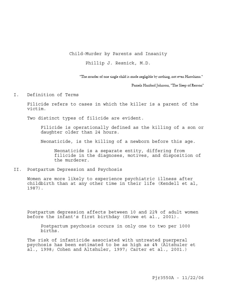 Understanding Filicide and Insanity | PDF | Insanity Defense | Murder