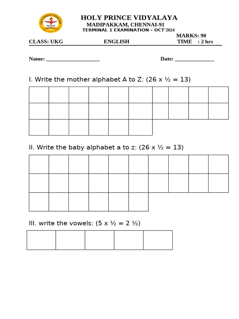 Terminal I English and Math Question Paper | PDF | Elementary Geometry ...