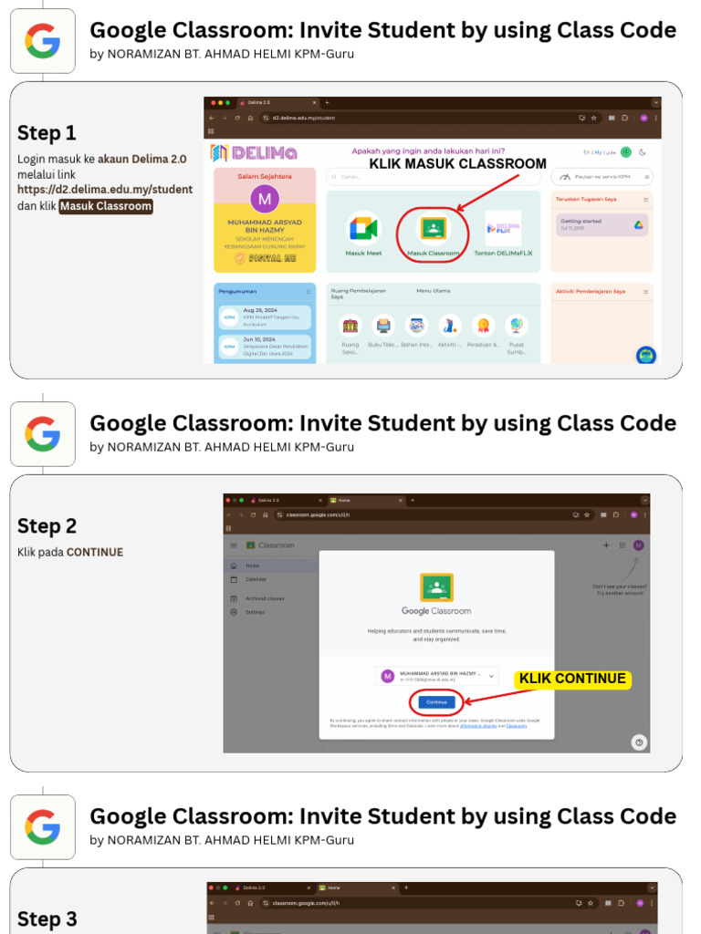 Google Classroom Invite Student Using Class Code.pdf | PDF