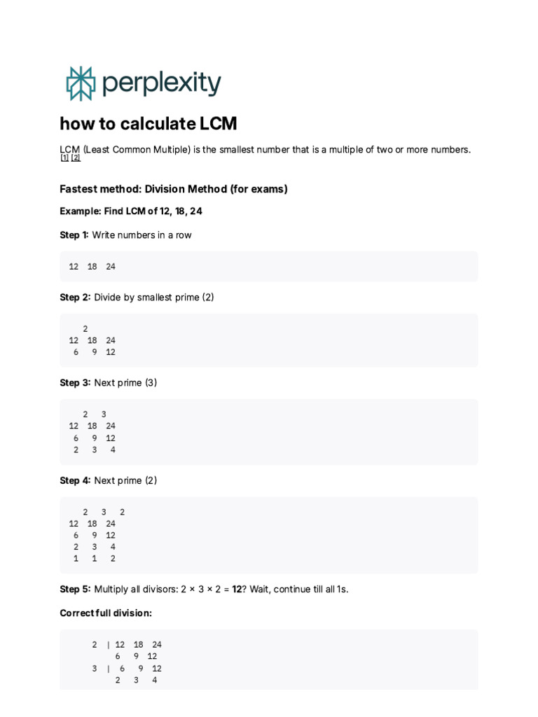 How To Calculate LCM | PDF