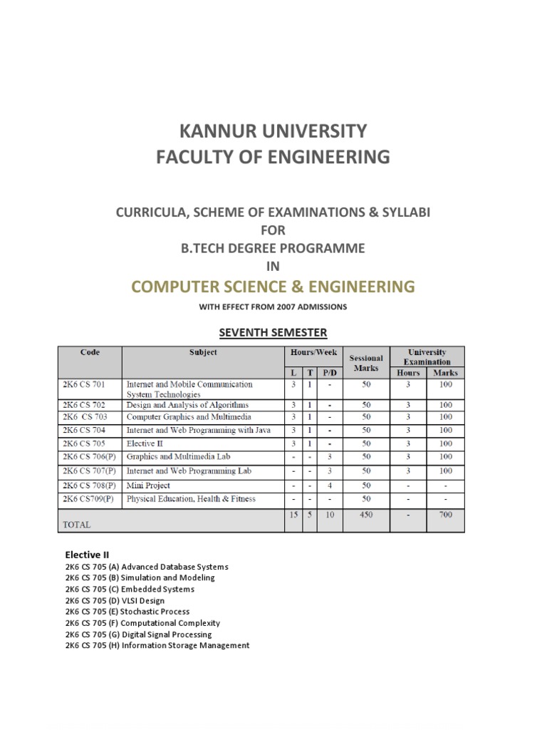 Kannur University BTech.S7 CS Syllabus | PDF | Computational Complexity ...