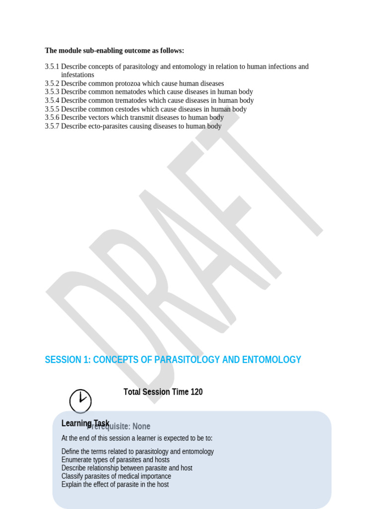 Parasitology Final NTA LEVEL 4 1 1 2 1 | PDF | Parasitism | Plasmodium