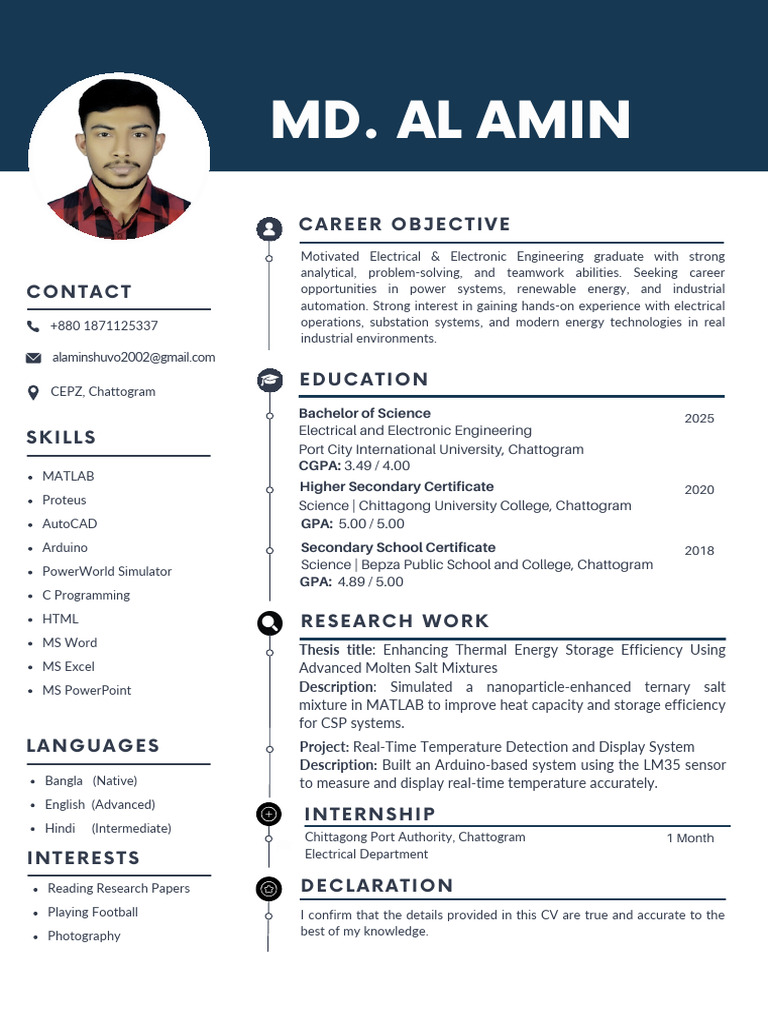 Md_Al_Amin_CV | PDF | Physical Sciences