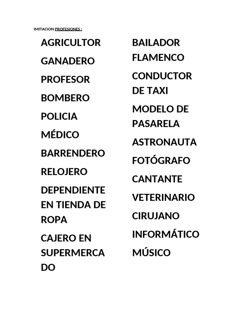 Profesiones y Objetos (Praxias) | PDF