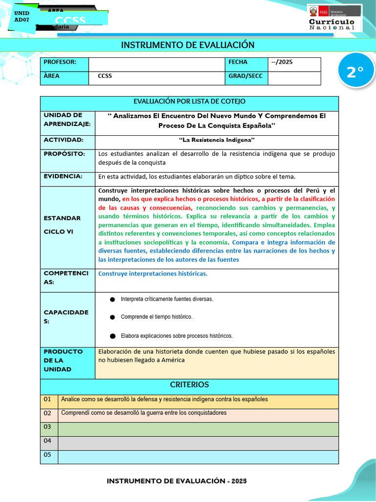 03. Instrumento S4 (U7) (2° grado) - CCSS | PDF